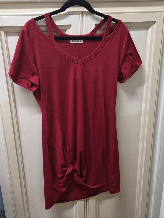 Berryou | Dresses | Berry Red Knotfront Womens Mini Dress Size L | Poshmark